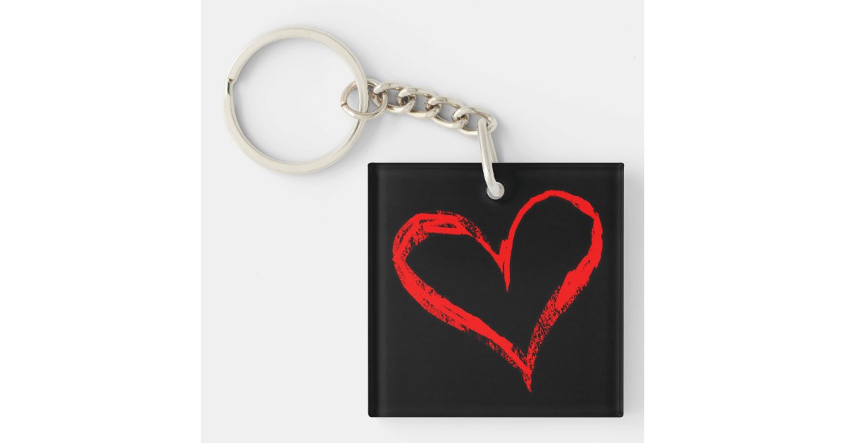 Red and Black Heart Doublesided Keychain | Zazzle
