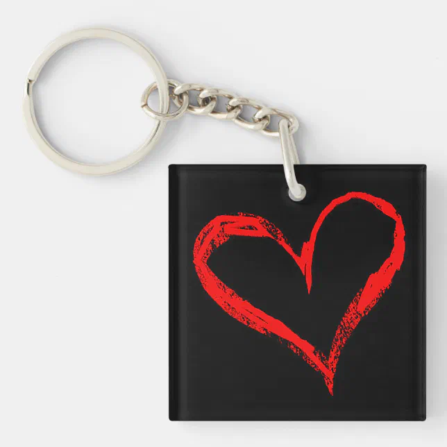 Red and Black Heart Doublesided Keychain | Zazzle