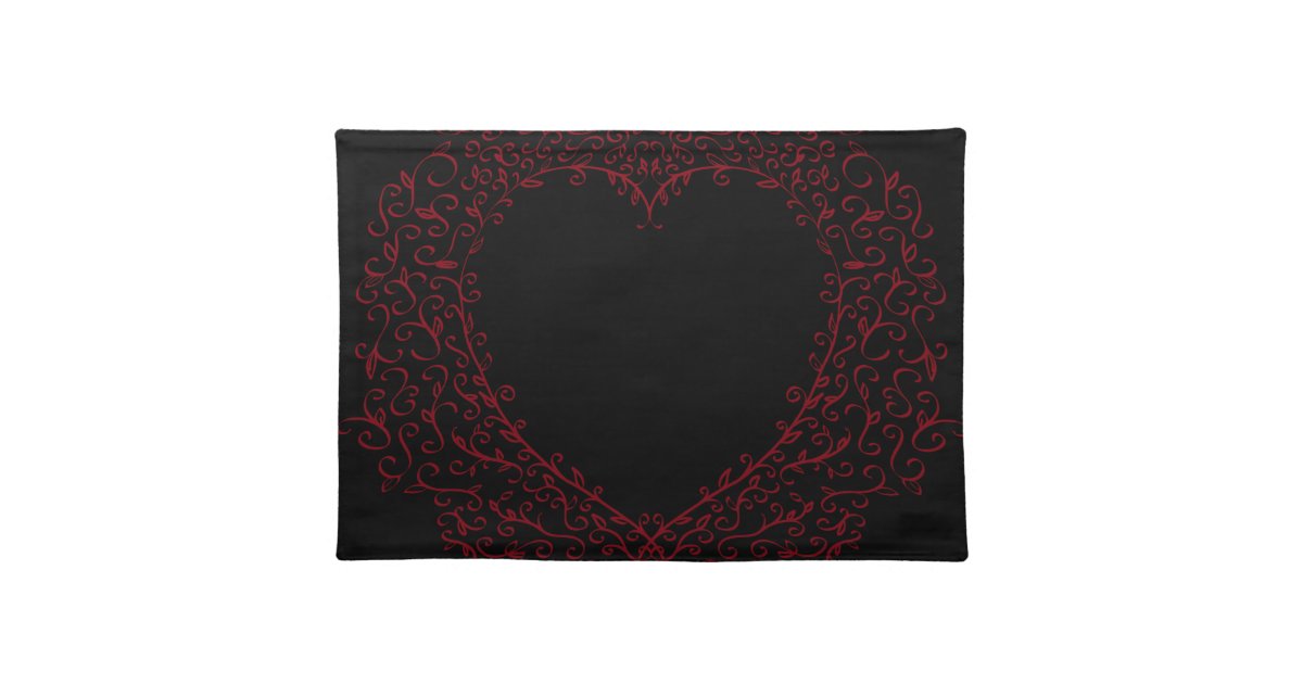 Red and Black Heart Gothic Wedding Placemats | Zazzle