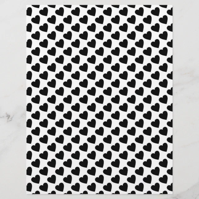 Red and Black Heart Love Patterned Scrapbook Paper | Zazzle