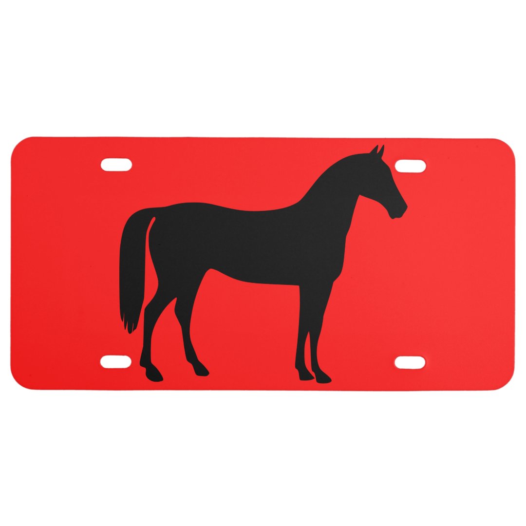 Red and Black Horse Silhouette License Plate | Zazzle