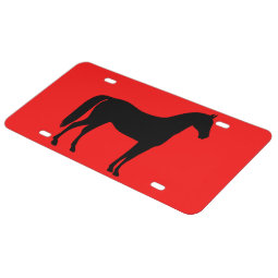Red and Black Horse Silhouette License Plate | Zazzle