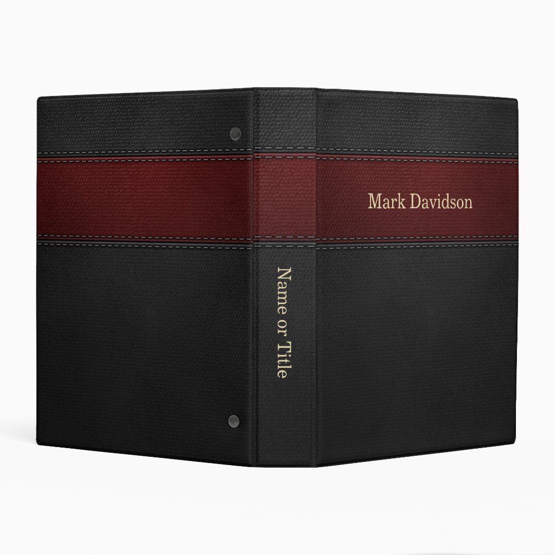 Red and Black Leather Look Custom Mini Binder | Zazzle