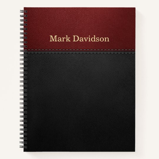 Red and Black Leather Look Custom Notebook | Zazzle.com