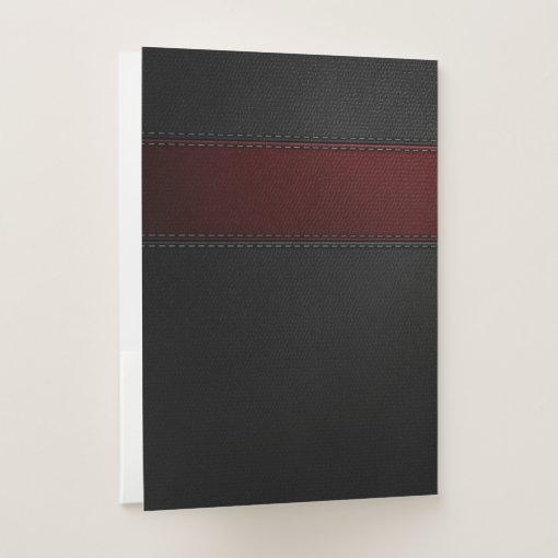 Red and Black Leather Look Custom Pocket Folder | Zazzle
