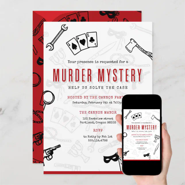 Red and Black Murder Mystery Invitation | Zazzle