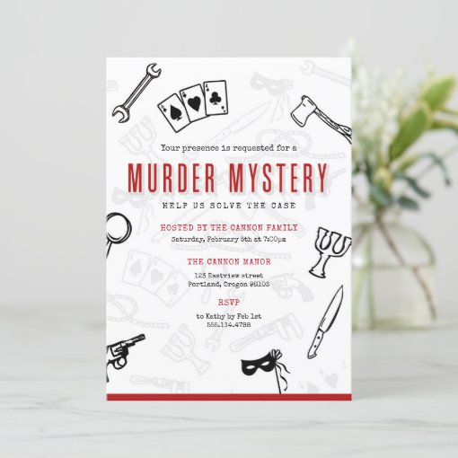 Red and Black Murder Mystery Invitation | Zazzle