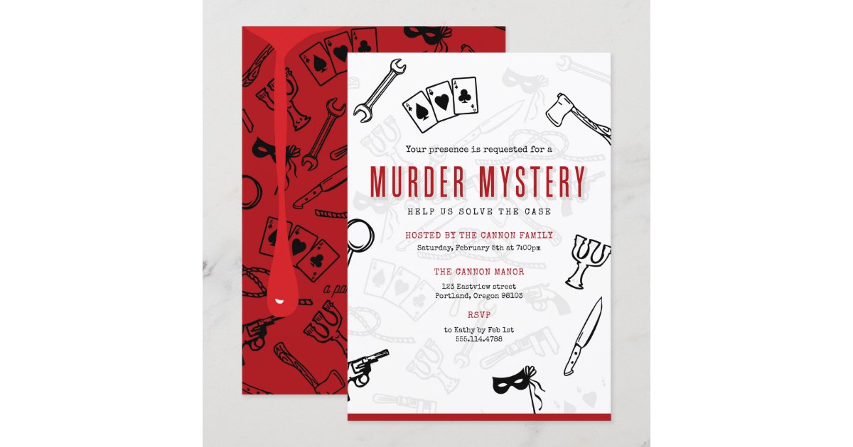 Red and Black Murder Mystery Invitation | Zazzle