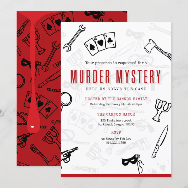 Red and Black Murder Mystery Invitation | Zazzle
