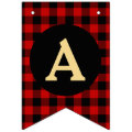 Red and Black Plaid Happy Birthday Bunting Flags | Zazzle