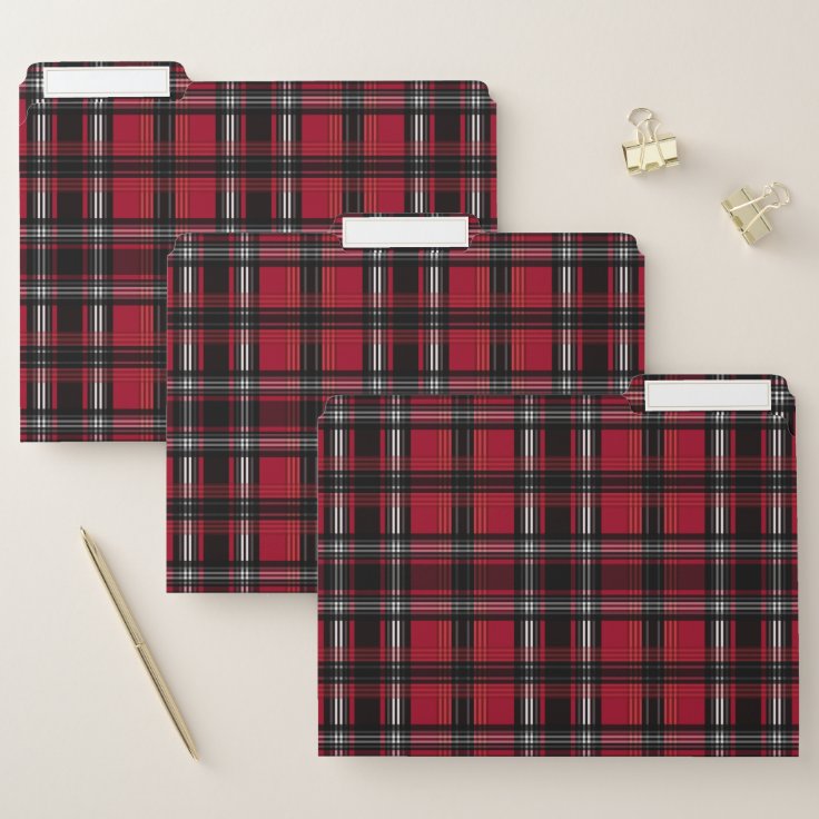Red And Black Plaid Tartan Pattern File Folder | Zazzle