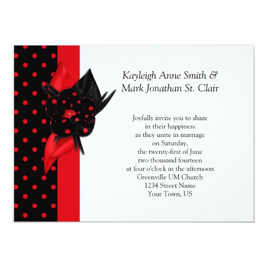 Red and Black Polka Dot Wedding Invitations | Zazzle.com
