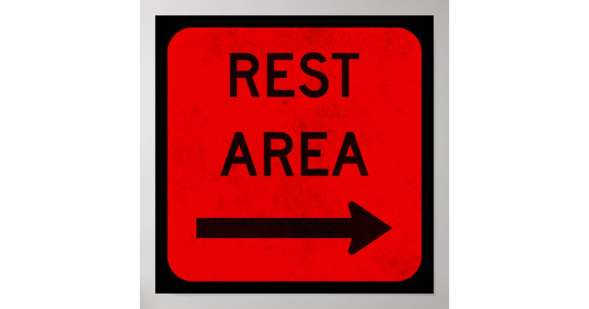Red and Black Rest Area Sign Poster | Zazzle