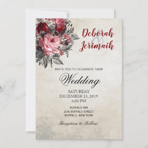 Red and Black Roses Wedding Invitation | Zazzle