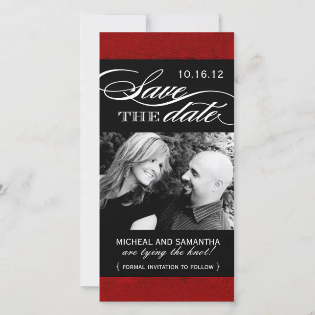 Red and Black Save the Date Photo Cards | Zazzle