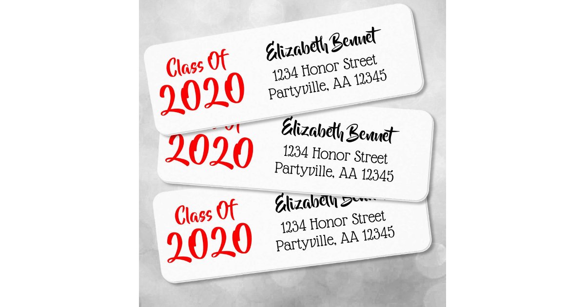 Red and Black School Colors Class Year Address Label | Zazzle