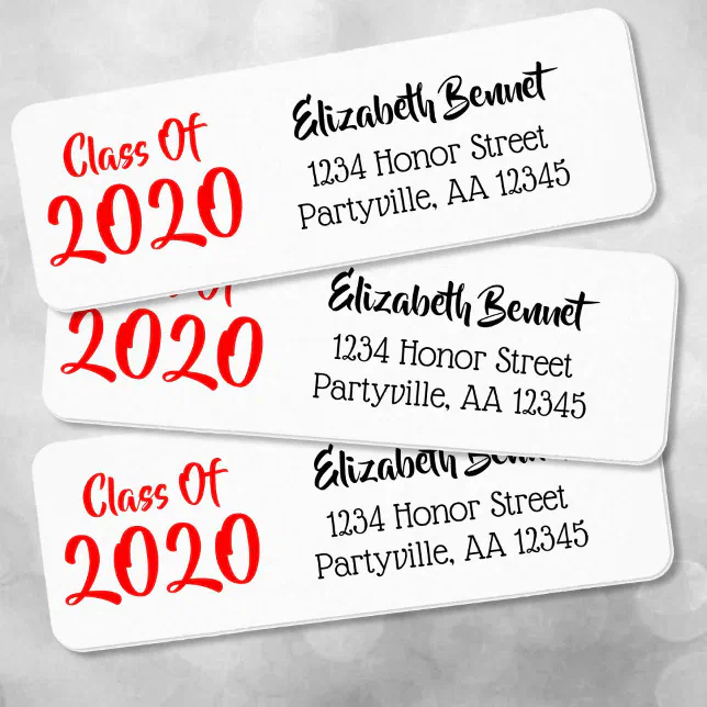 Red and Black School Colors Class Year Address Label | Zazzle