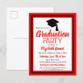 Red and Black School Colors Grad Party Invitation Postcard | Zazzle