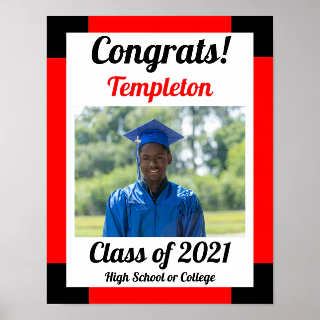 Red and Black School Colors Graduation Poster | Zazzle