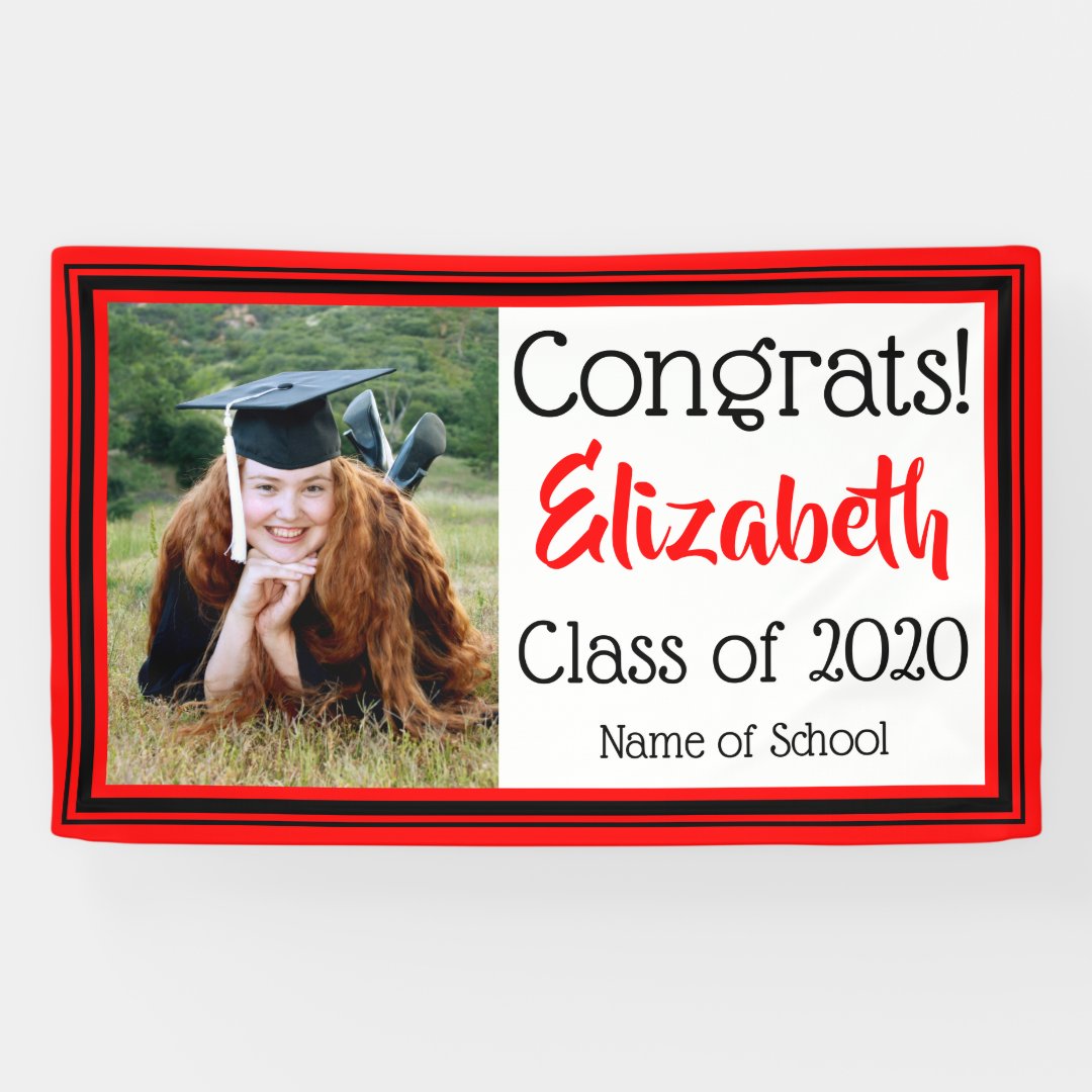 Red and Black School Colors Photo Banner | Zazzle