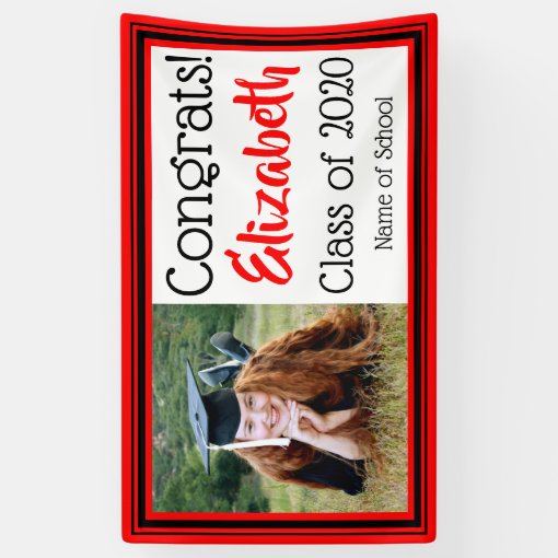 Red and Black School Colors Photo Banner | Zazzle