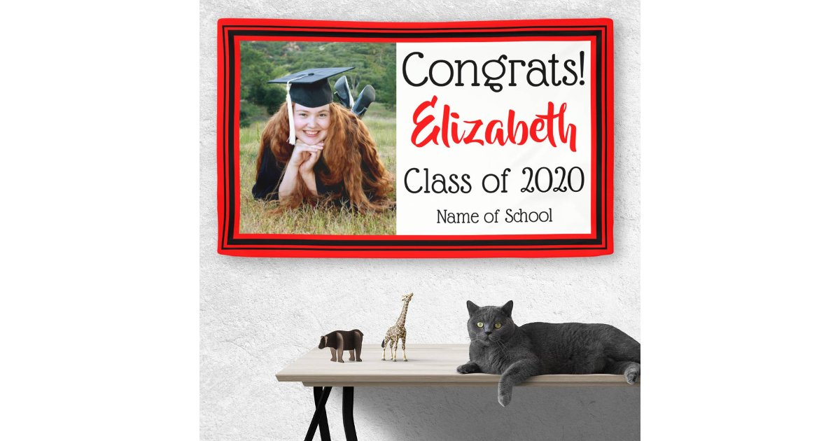 Red and Black School Colors Photo Banner | Zazzle