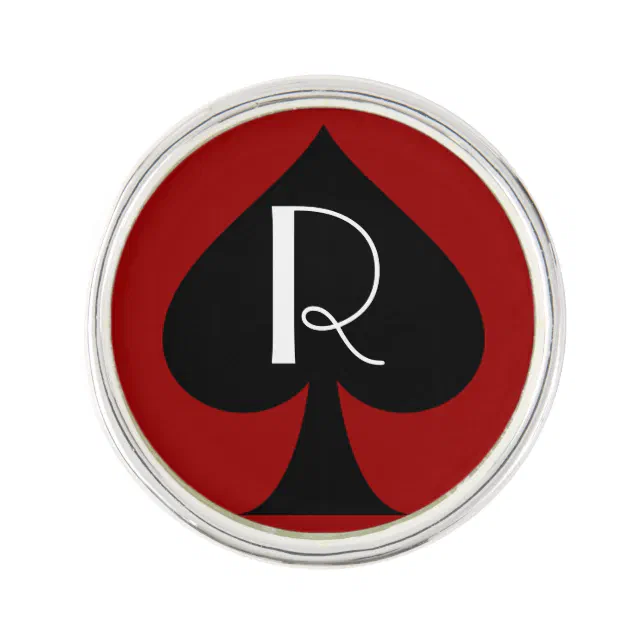 Red and Black Spade Monogram Tie Pin | Zazzle