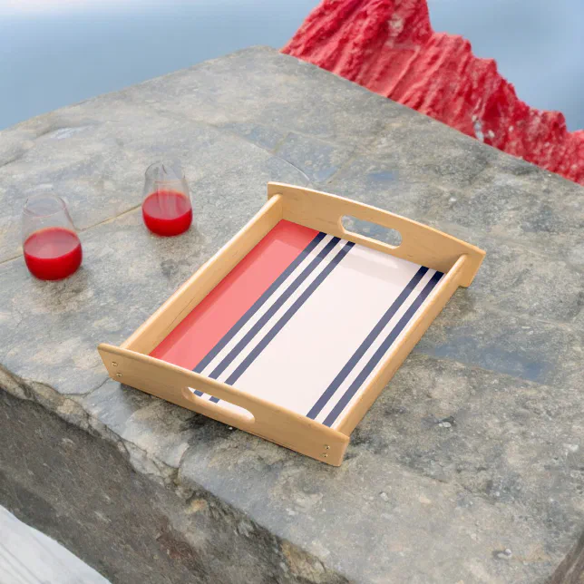 Red and Black Uniform Stripes Serving Tray | Zazzle