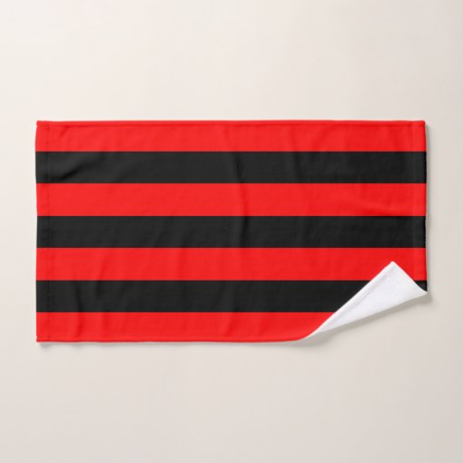 Red and Black Vertical Stripes Bath Towel Set | Zazzle