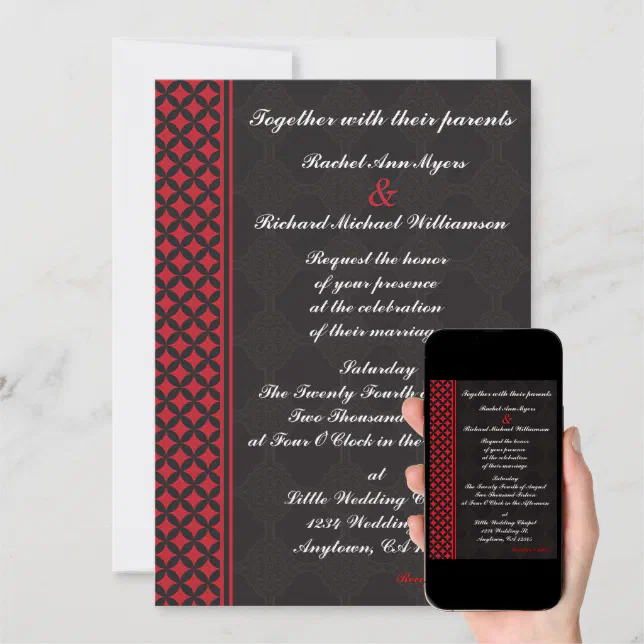 Red and Black Wedding Invitations | Zazzle