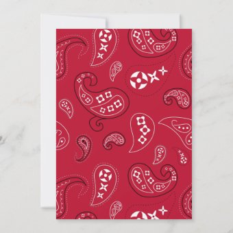 Red and Black Western Bandana Print Birthday Party Invitation | Zazzle