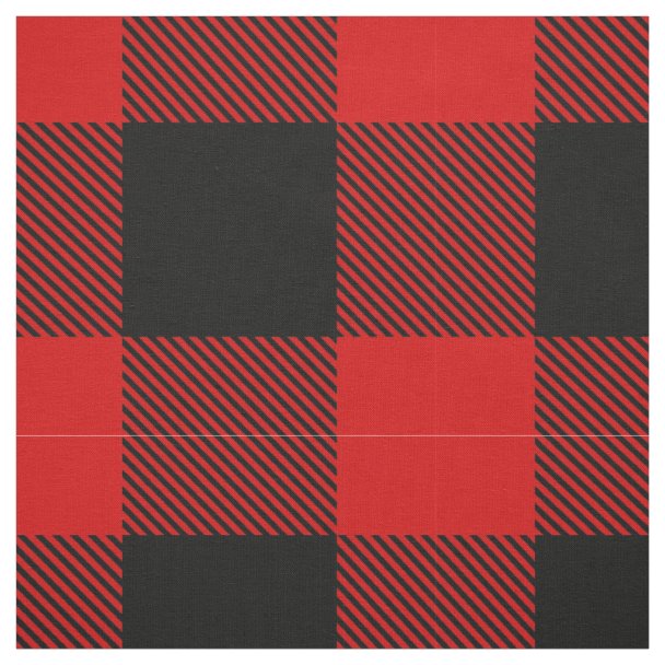 Red Black Lumberjack Buffalo Plaid Pattern Fabric | Zazzle.com