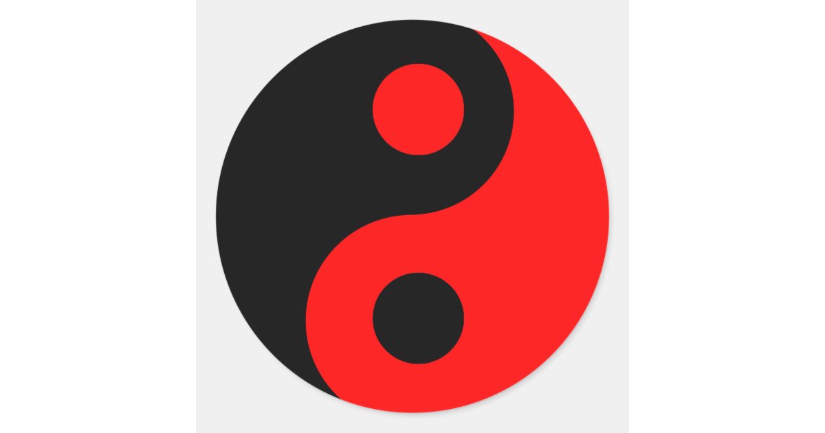 Red and Black Yin Yang Classic Round Sticker | Zazzle