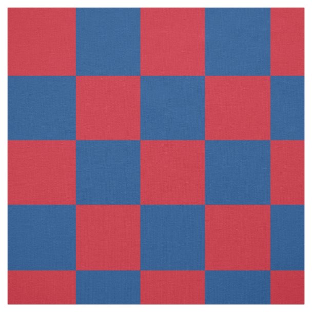 Red and blue checkerboard pattern fabric | Zazzle
