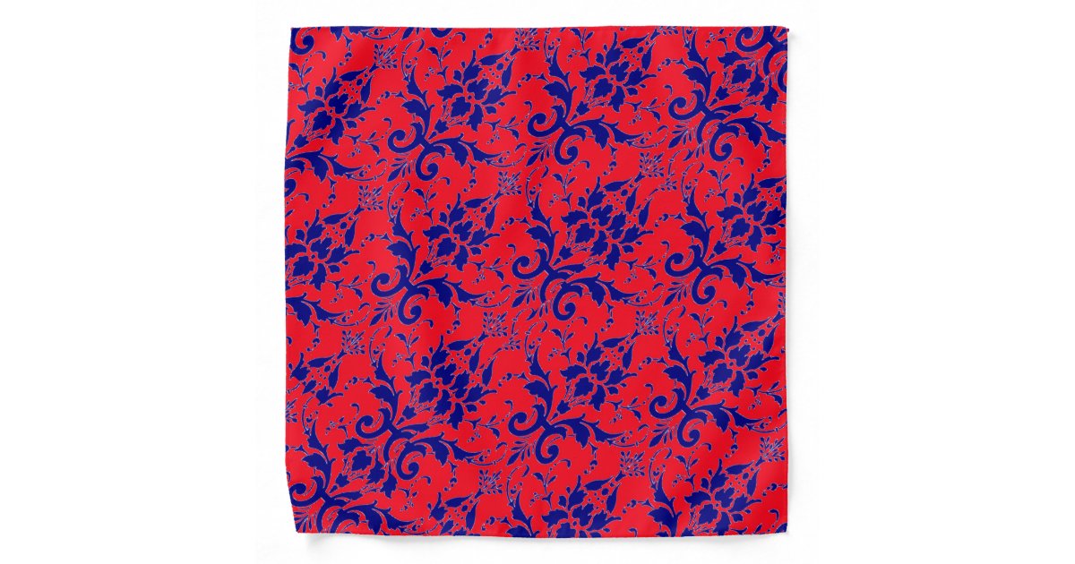 Red and Blue Damask Bandana | Zazzle