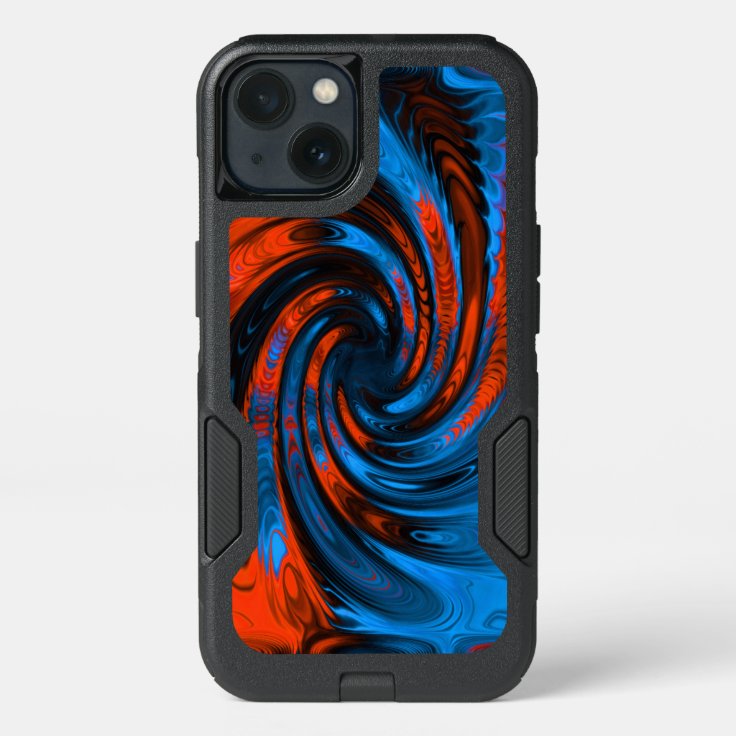 Red and blue fractal pattern otter box phone case | Zazzle