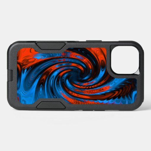 Red and blue fractal pattern otter box phone case | Zazzle