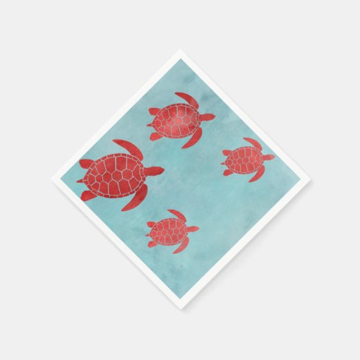 Red and Blue Green Sea Turtle Paper Napkins | Zazzle