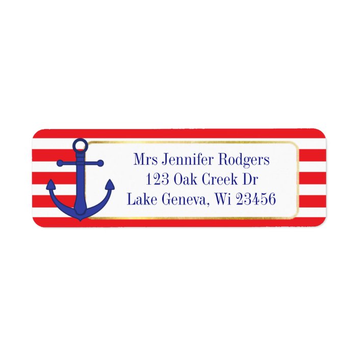 Red and Blue Nautical Themed Anchor Label | Zazzle.com