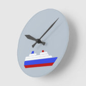 Red and Blue Sea Ship Round Clock | Zazzle