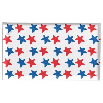 Red and Blue Stars | Patriotic / 4th of July Place Card Holder | Zazzle