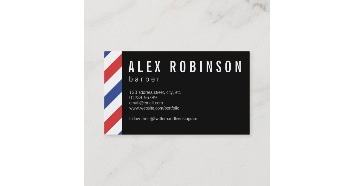 Red and blue stripe barber business card | Zazzle.com