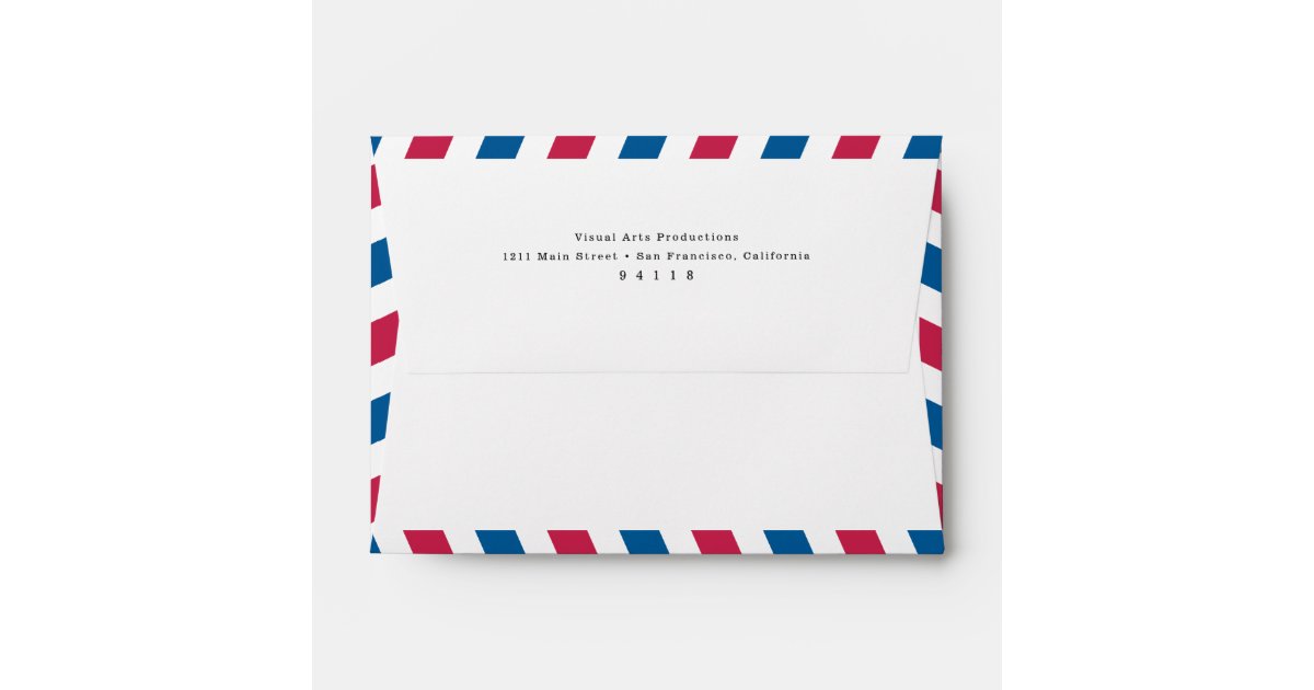 Red and Blue Striped Airmail with return address Envelope | Zazzle