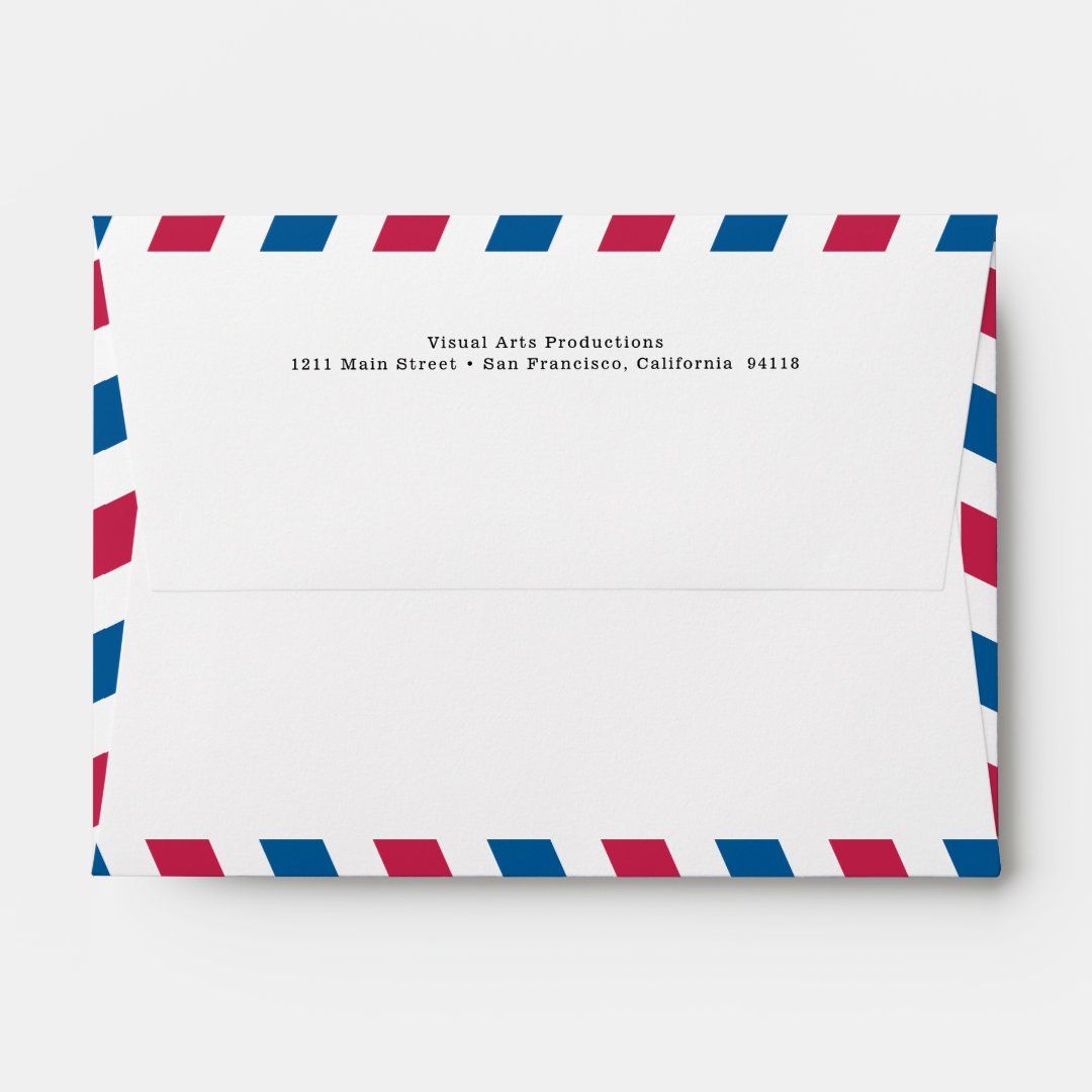 Red and Blue Striped Airmail with return address Envelope | Zazzle