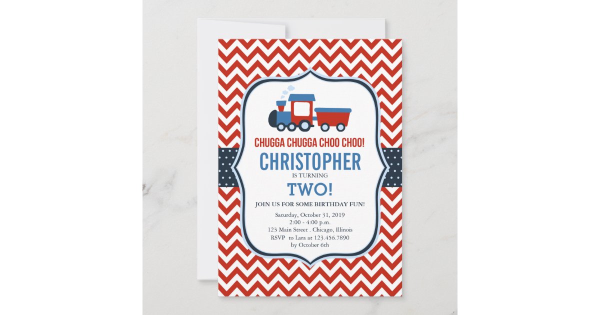 Red and Blue Train Birthday Party Invitation | Zazzle