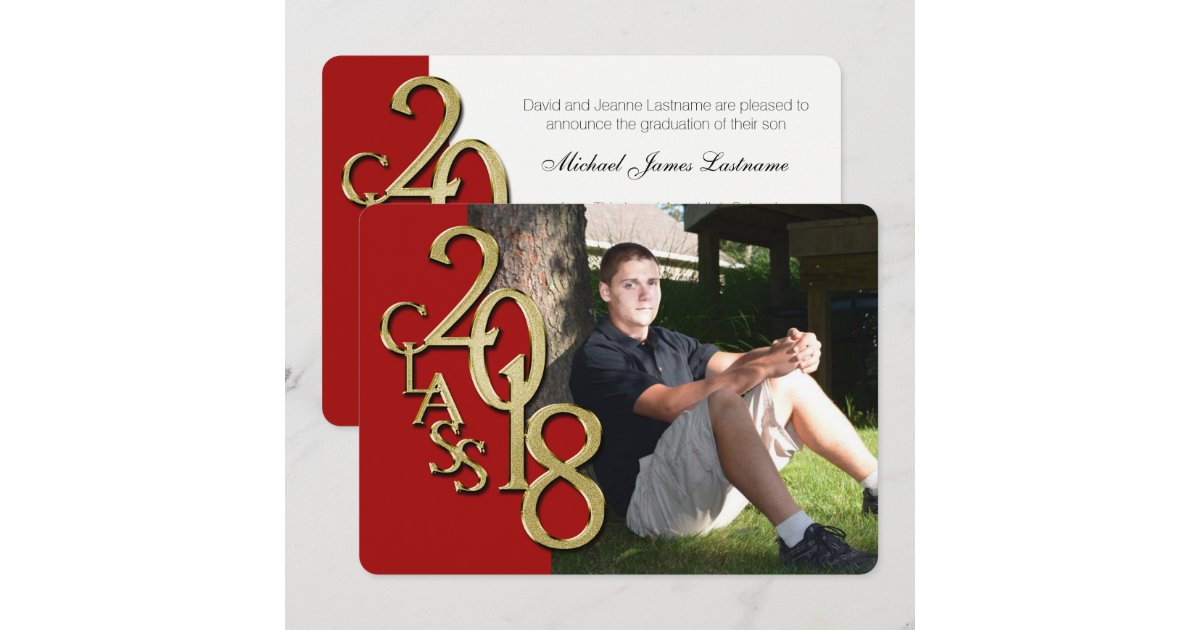 Red and Gold 2018 Graduation Invitation | Zazzle