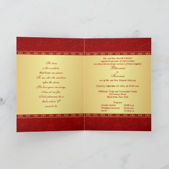 Red and Gold Card Style Wedding Invitation | Zazzle