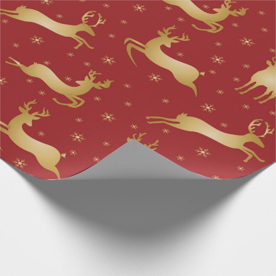 Red and gold Christmas reindeer Wrapping Paper | Zazzle.com