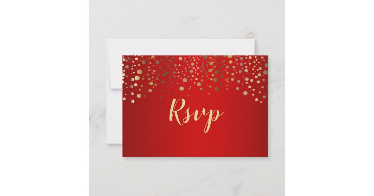 Red and Gold Confetti Dots - RSVP | Zazzle