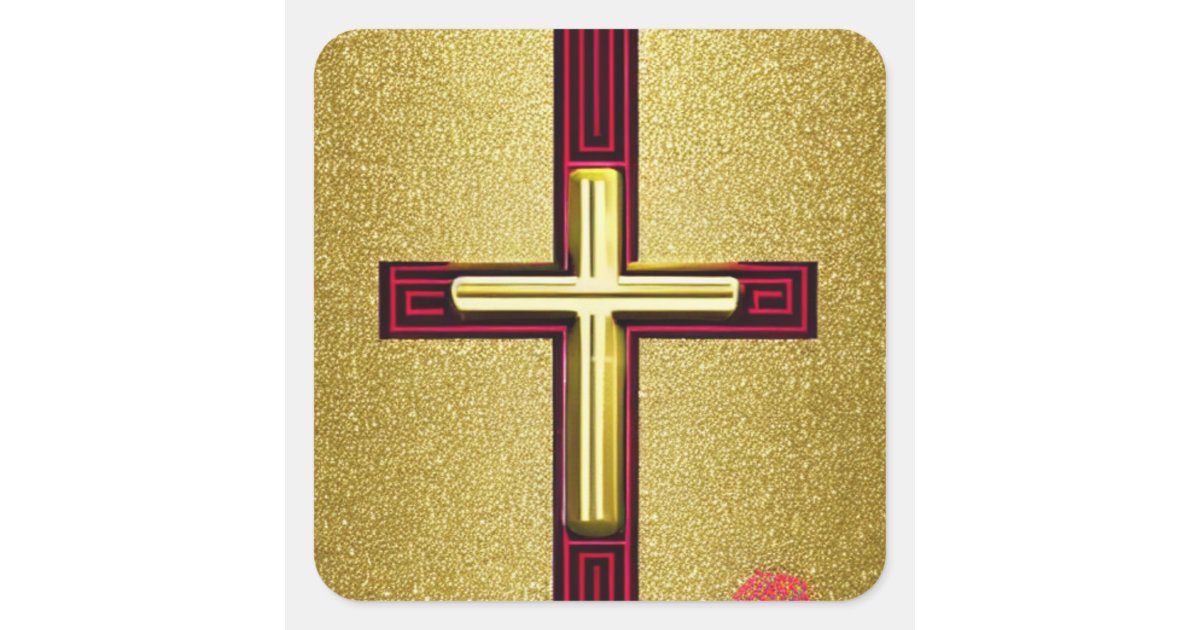 Red and Gold Cross Sticker | Zazzle